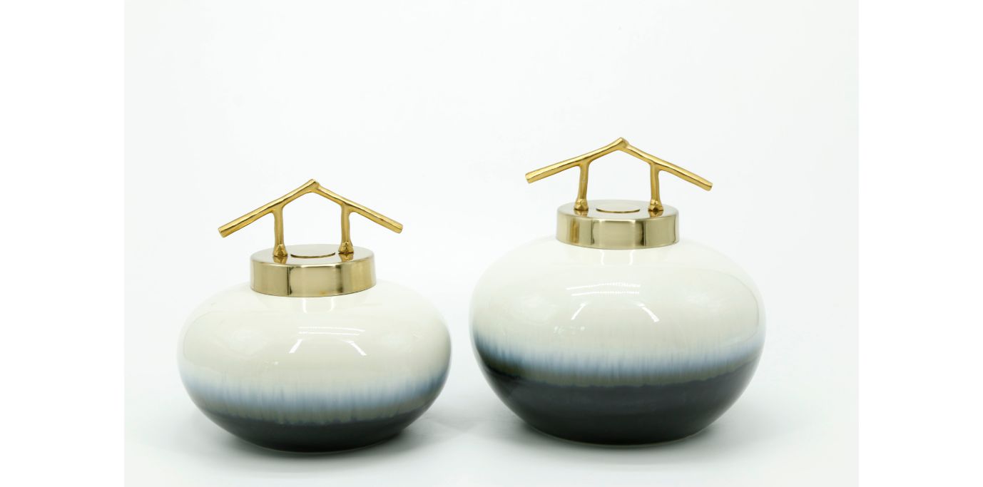 Decoratiune recipient cu capac - Darte Divani